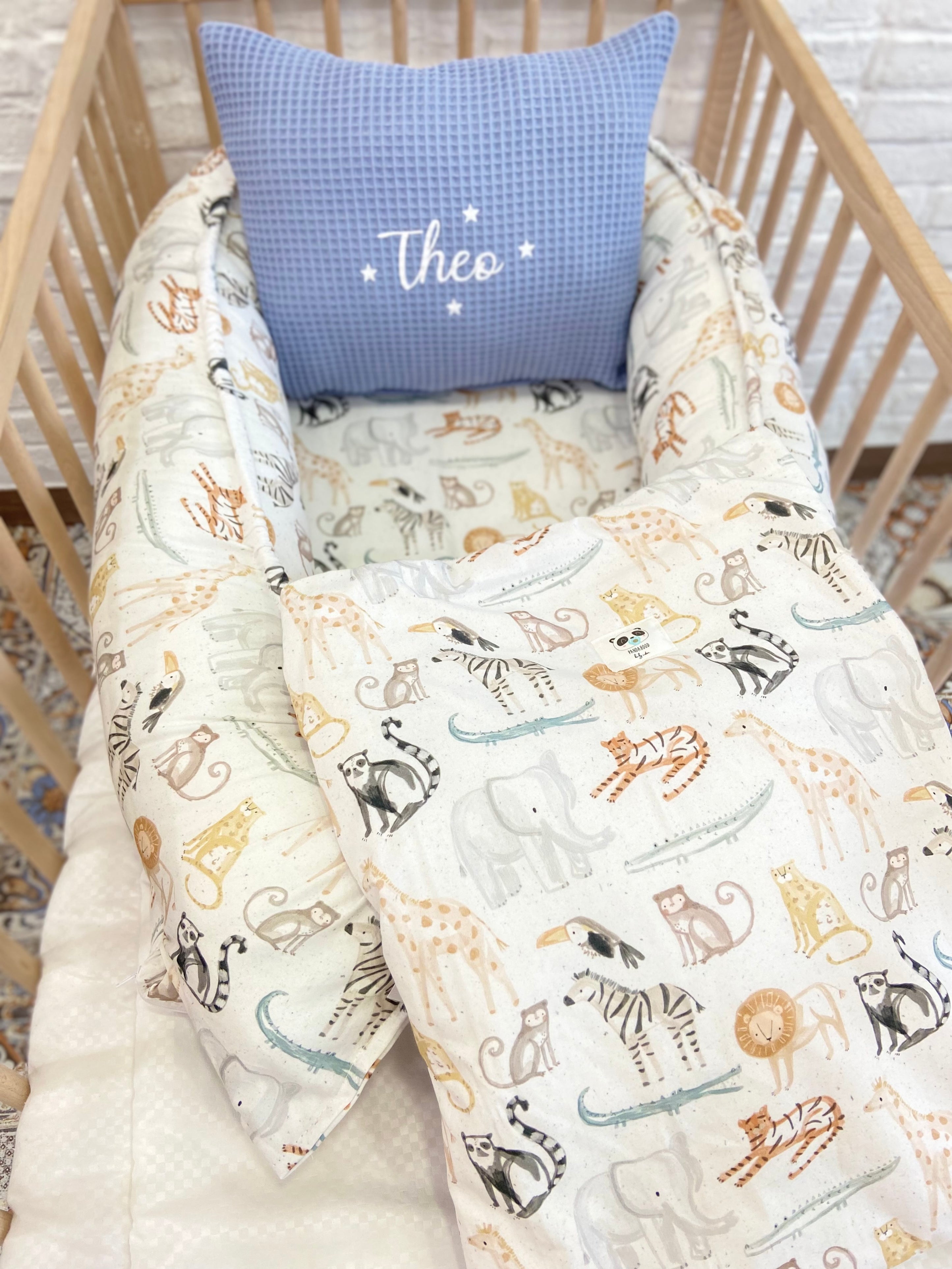 Pack Baby África (nido, manta y cojín personalizado) – Pandahoodcoton.com